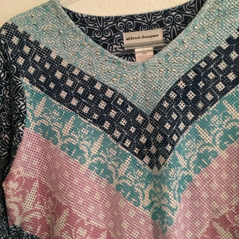 Alfred Dunner | Tops | Alfred Dunner Petite Patchwork Chevron Top ...